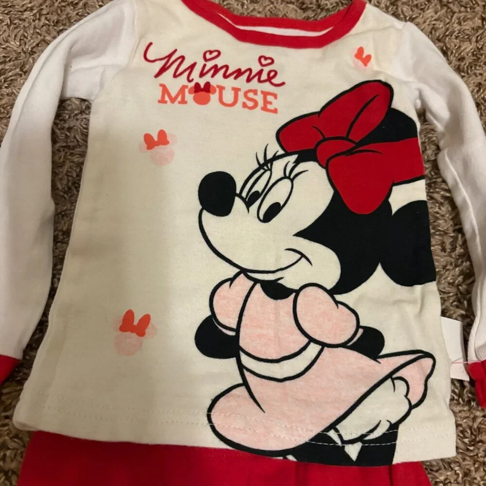 Disney | Pajamas | Disney Junior Minnie Mouse Pajamas 2t White Red ...